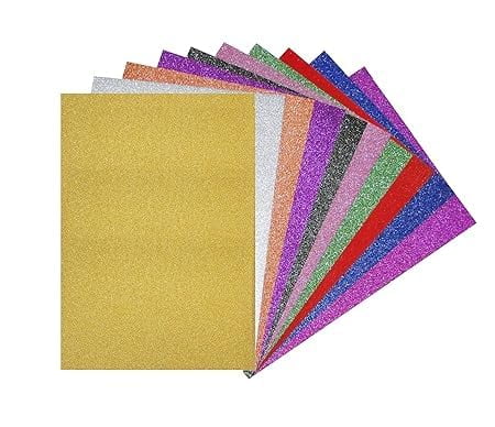 A4 Glitter Card 10 Assorted Colour Glitter Paper Non Shed Sparkle Craft ...