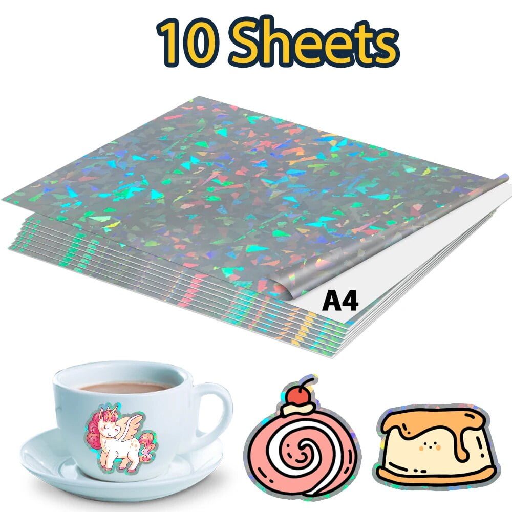 A4 Glossy Matte Printable Vinyl Sticker Paper 10 Sheets Self-adhesive ...
