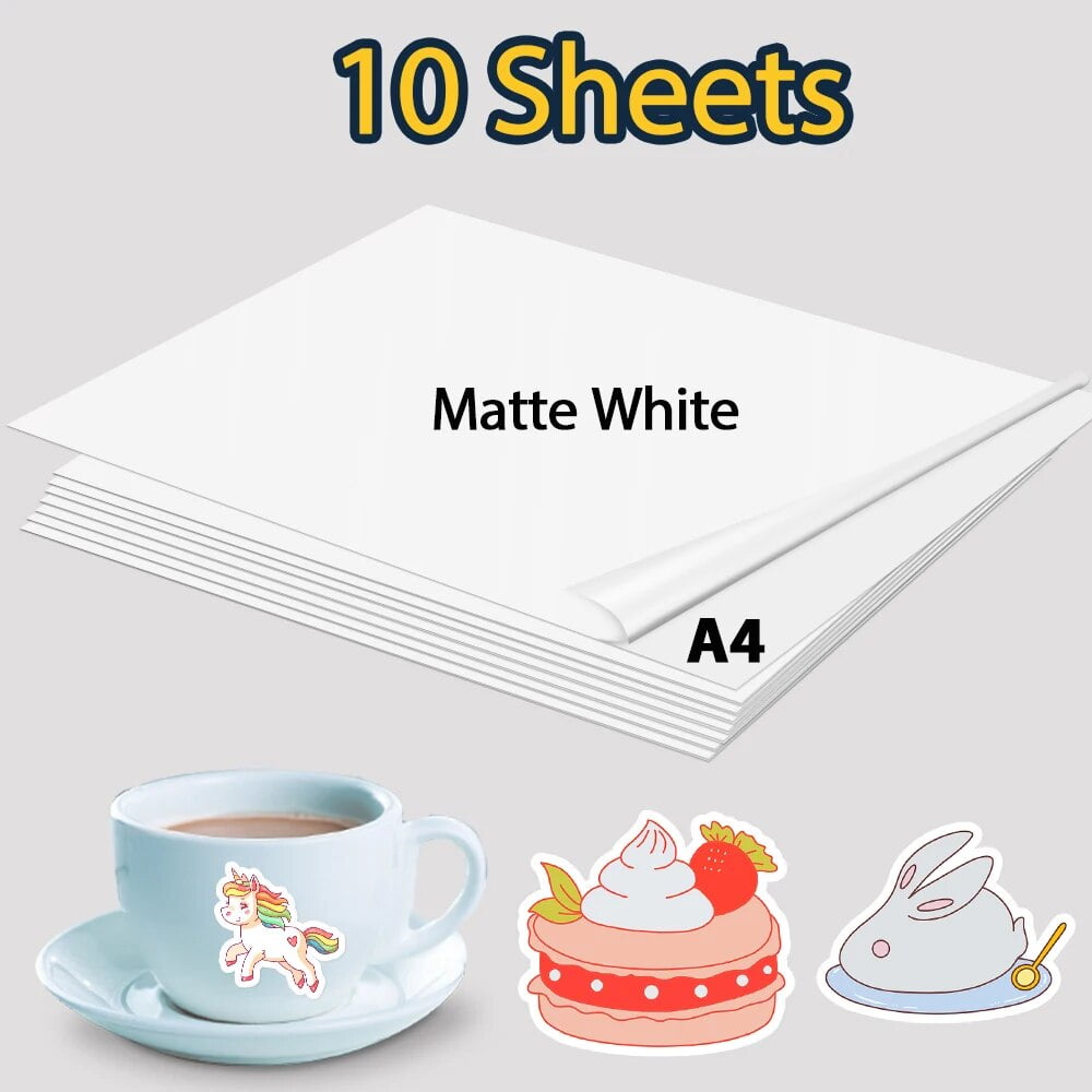 10Sheet Silver Printable Vinyl Sticker Paper A4 Printer Copy Paper ...
