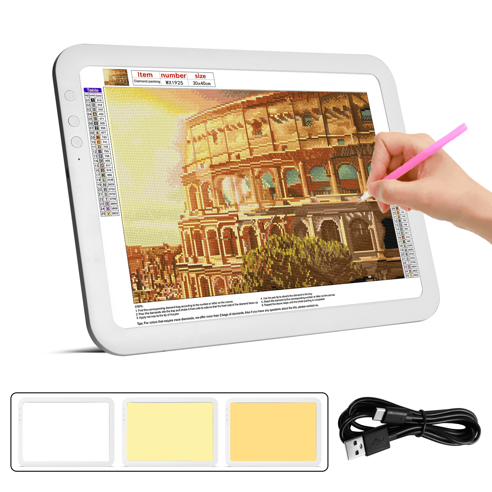 A4 LED Light Pad with 6 Level and 3 Color Temperature, Super Bright ...