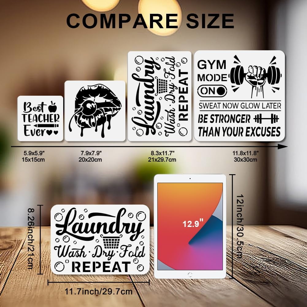 A4 Laundry Stencil Wash Dry Fold Stencil 11.7×8.3inch with Paint Brush ...