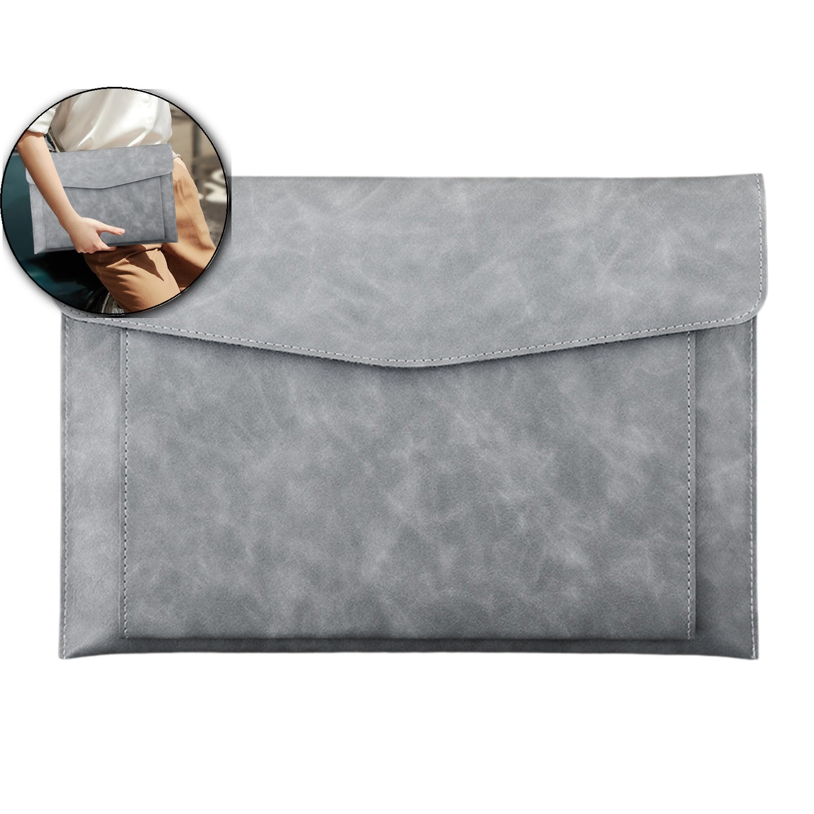 A4 Leather File Bag, Magnetic Closure Briefcase, Waterproof Business ...