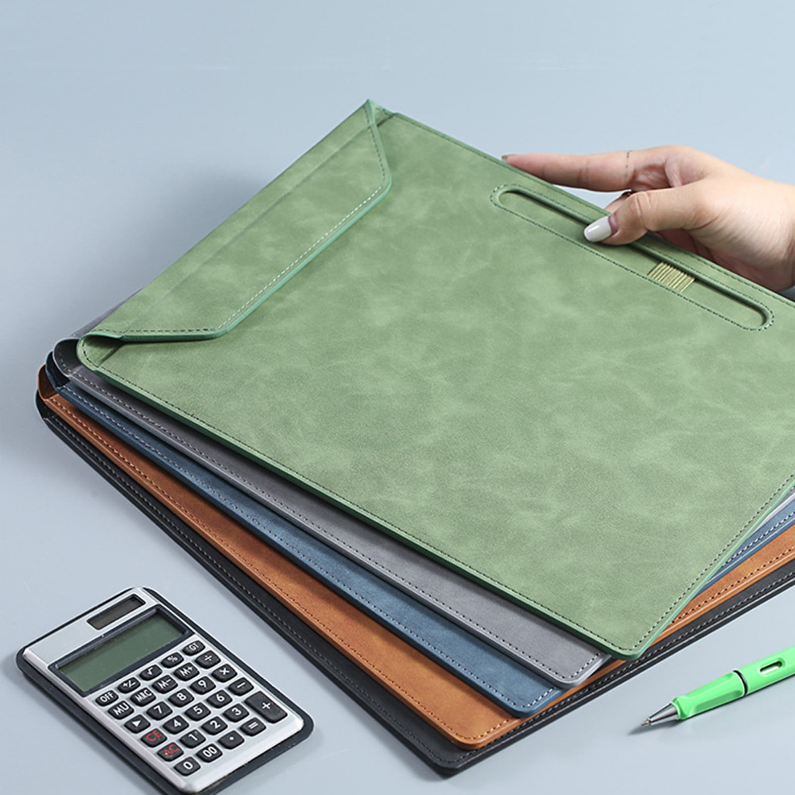A4 Leather Writing Clipboard with Metal Clip Holder for Paper, Gray, 12 ...