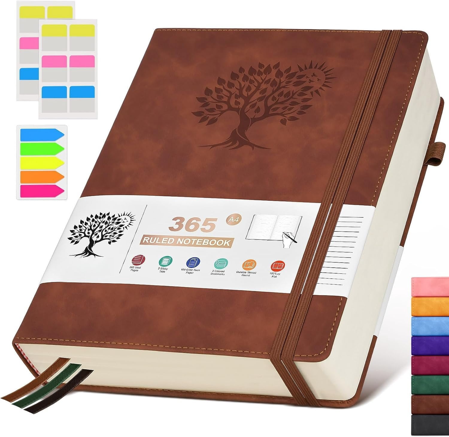 A4 Lined Journal Notebook,365 Page Large Leather Journals for Writing ...