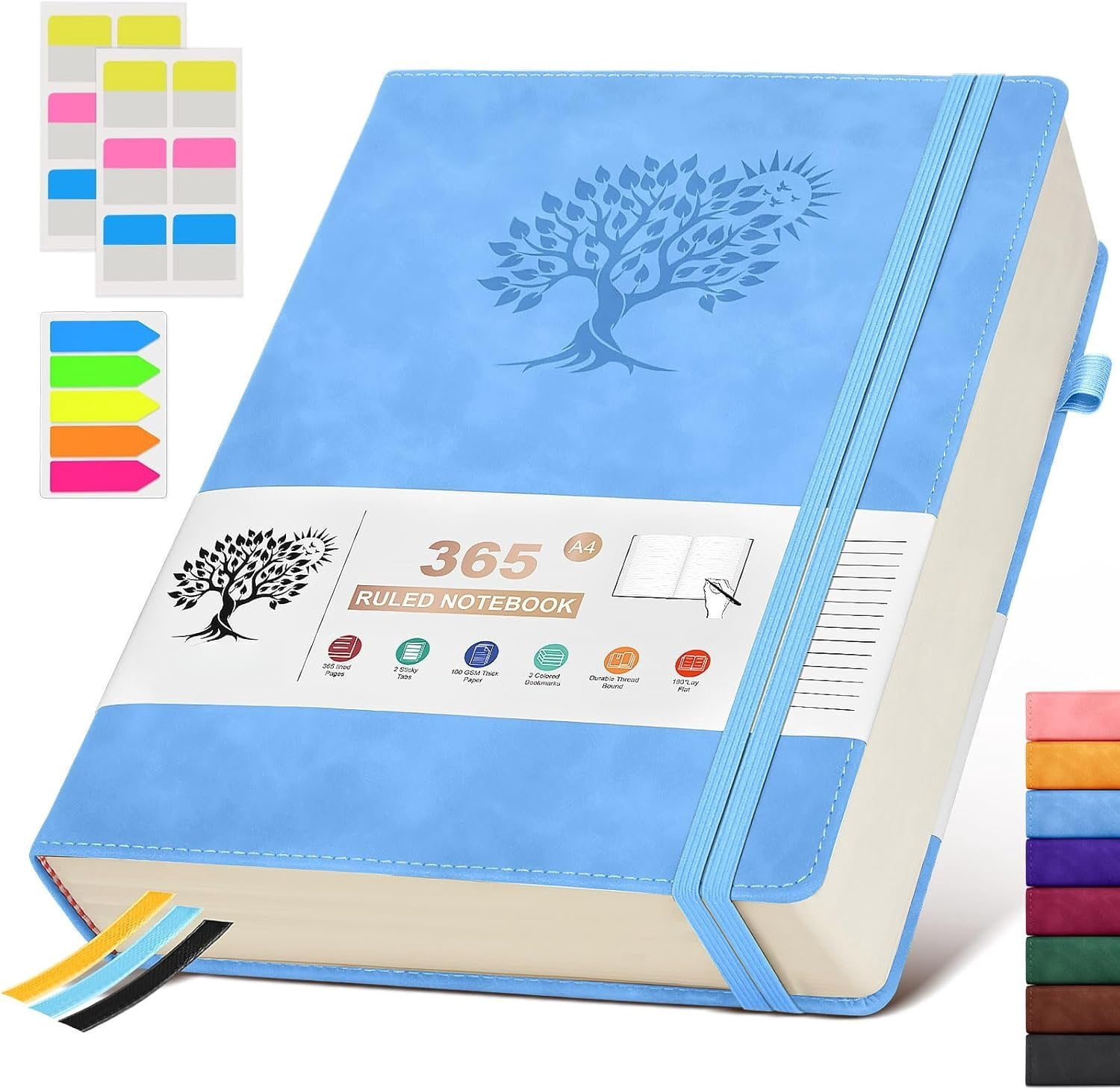 A4 Lined Journal Notebook,365 Page Large Leather Journals for Writing ...