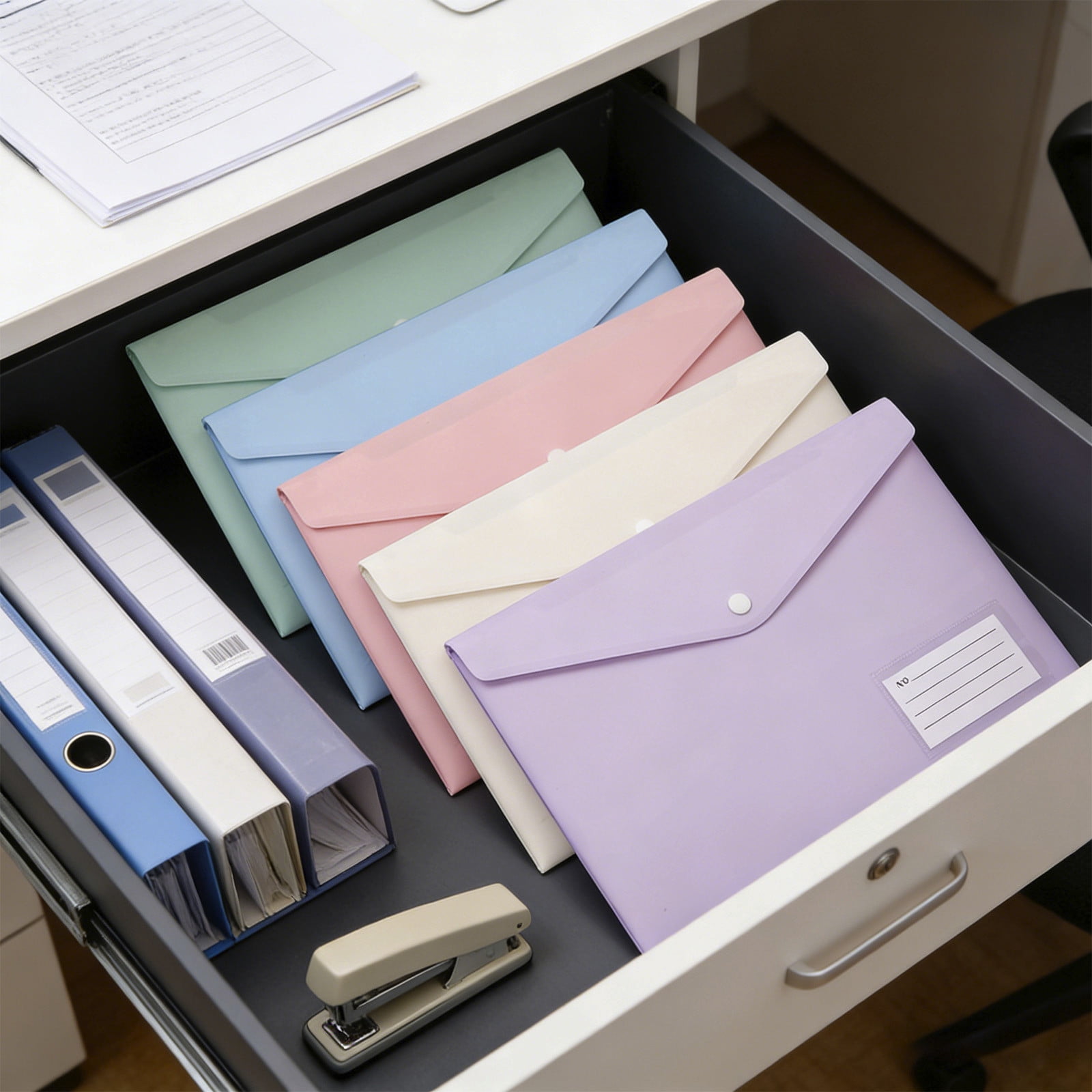 A4 Loose Leaf File Folder with Transparent Colored Label, 5-Pack ...