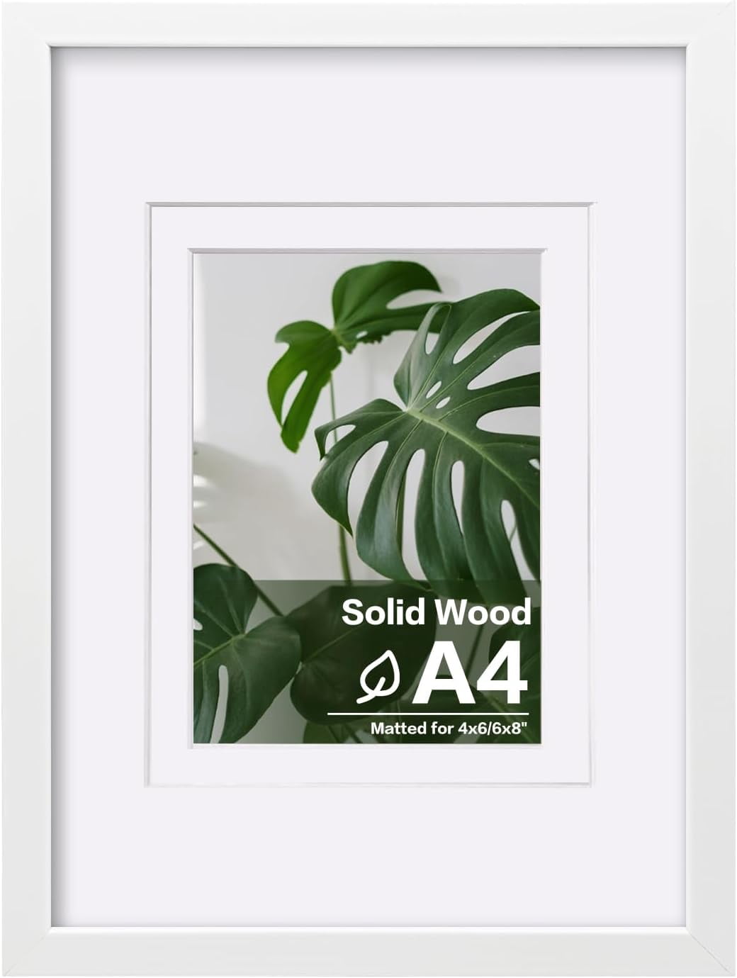 A4 Picture Frame White Covered by Plexiglass Made of Solid Wood ...