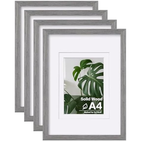 A4 Picture Frames Set of 4, Made of Solid Wood Covered by Plexiglass ...