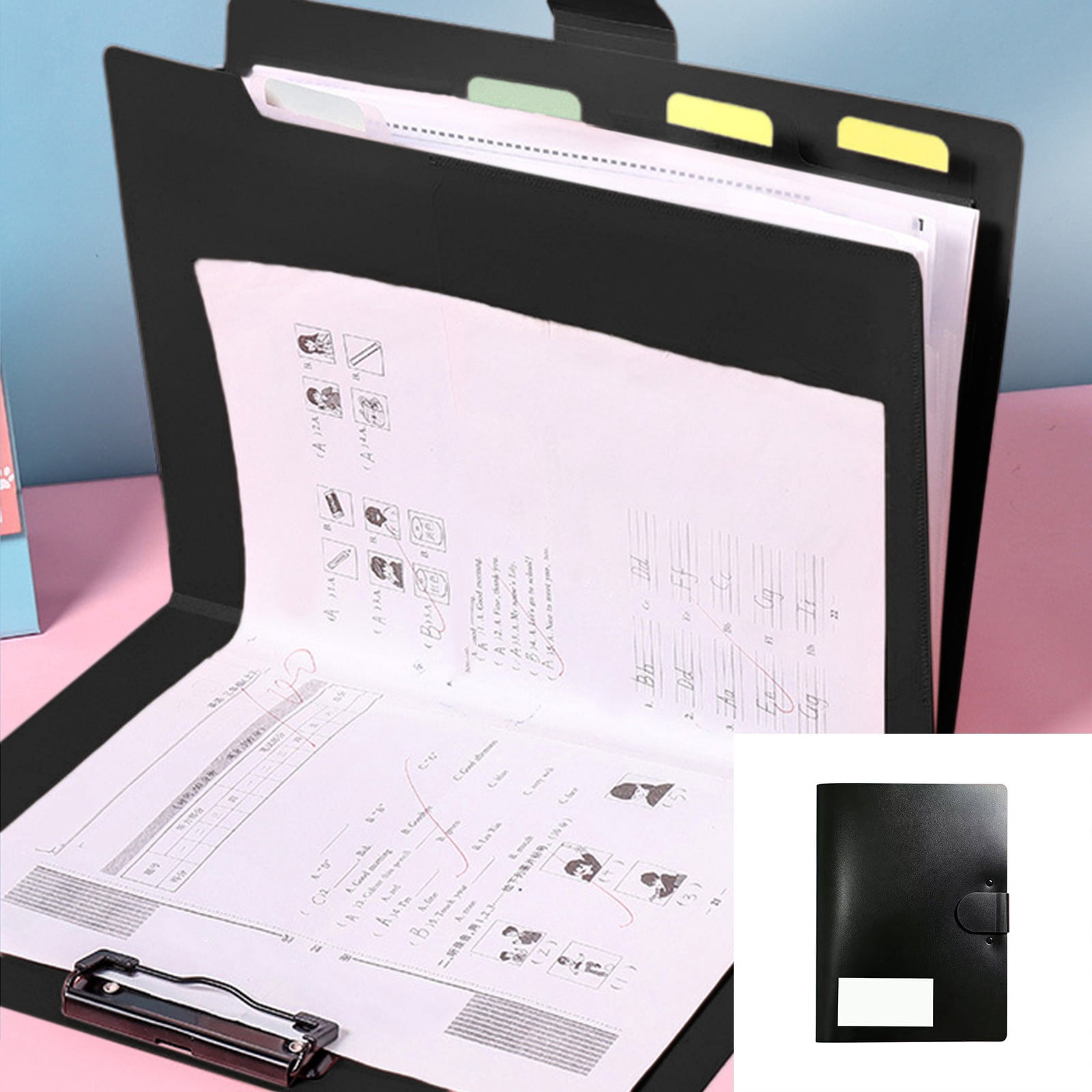 A4 Plastic Document Organizer Folder with Multiple Pockets - Multi ...