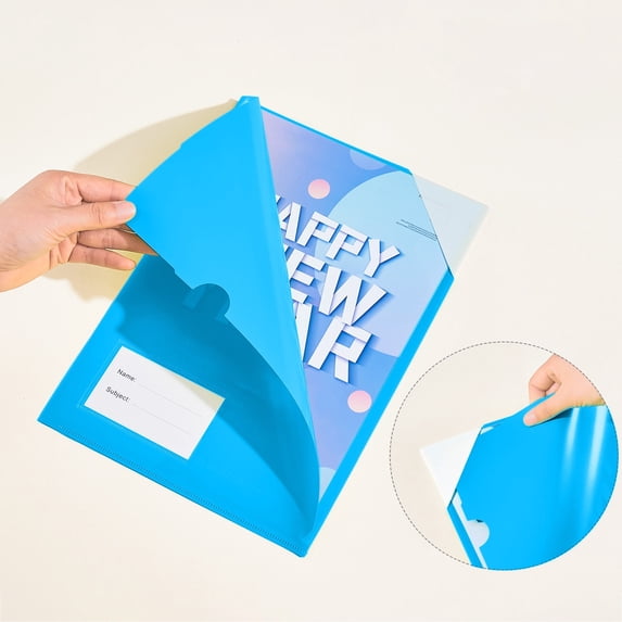 A4 Plastic Folder L-Shaped Document Organizer Colored File Holder Water ...