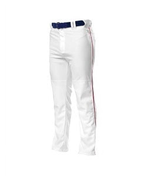 A4 Pro-Style Open Bottom Baseball Pant For Men in White/Cardinal ...