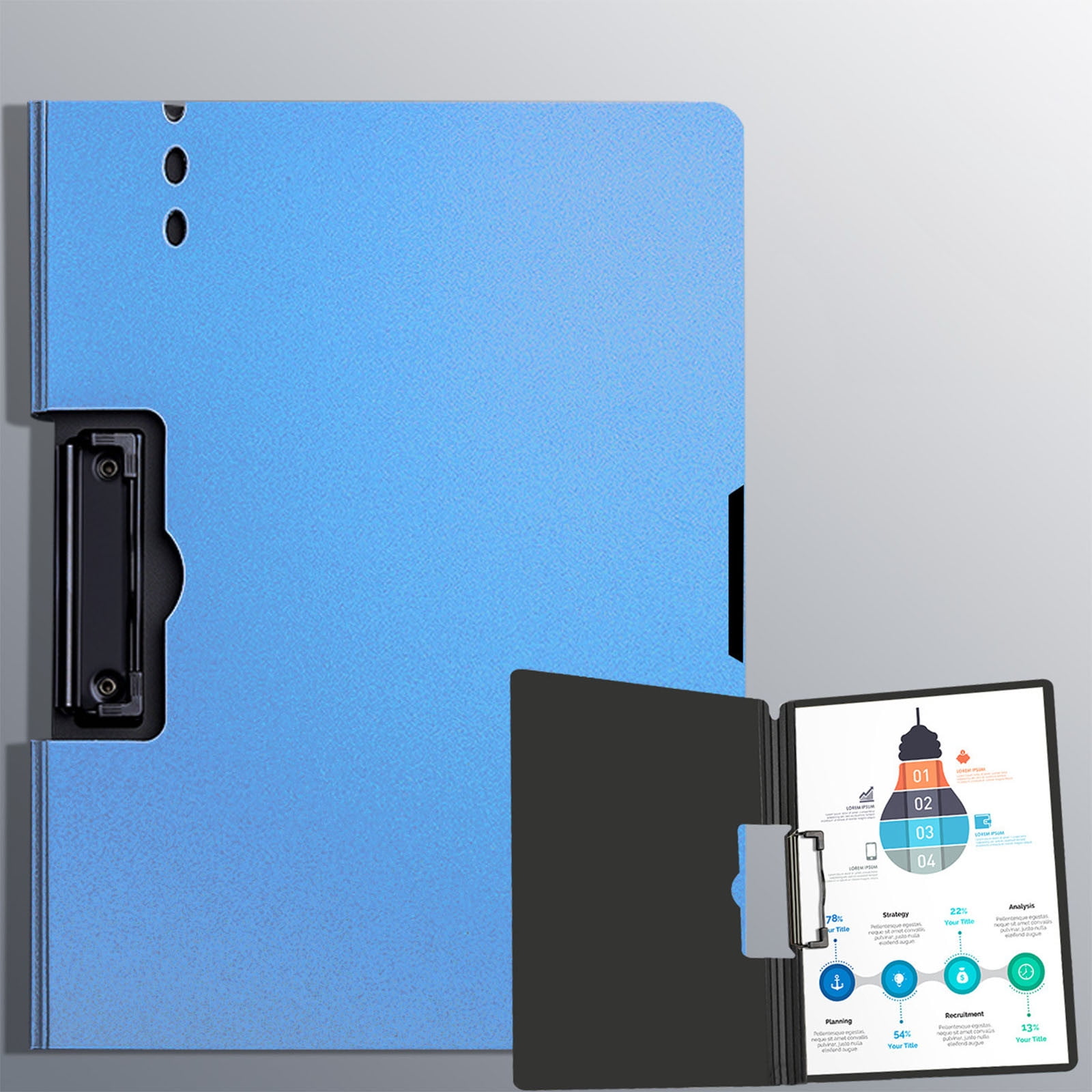 A4 Punchless Foldable Clipboard with Spring Action Clamp Secure ...