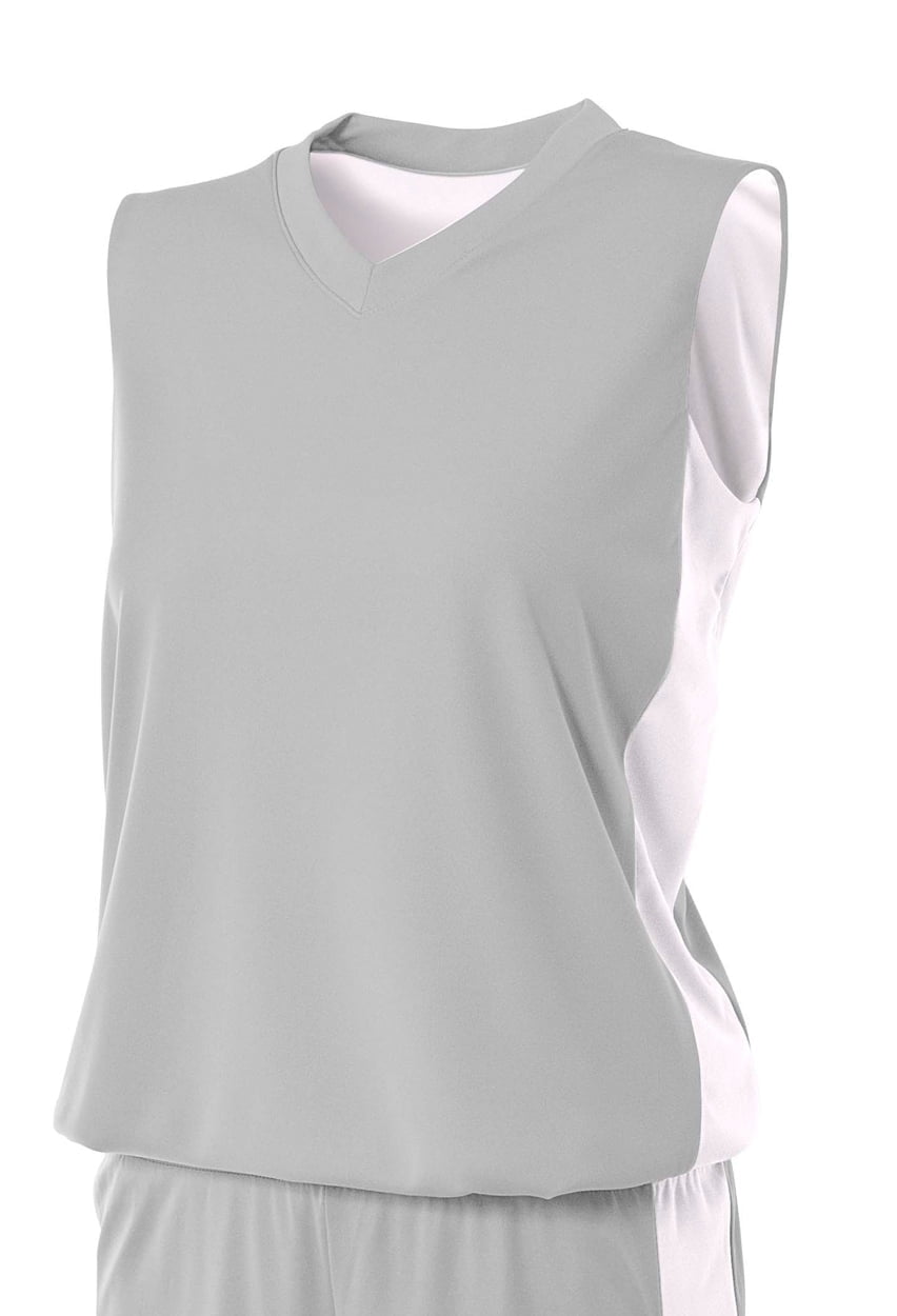 A4 Reversible Moisture Management Muscle For Women in Silver/White ...