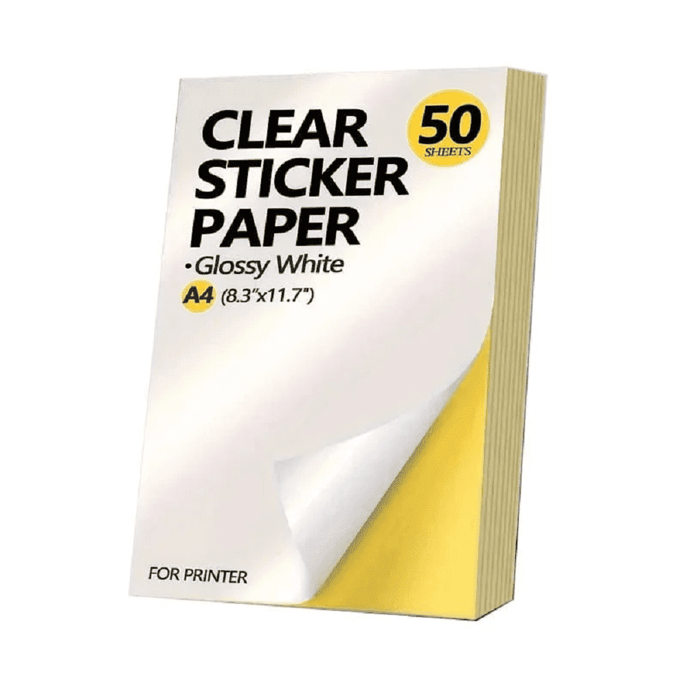 A4 Printable Sticker Paper, 50 Sheets White Self-Adhesive Labels, Full ...