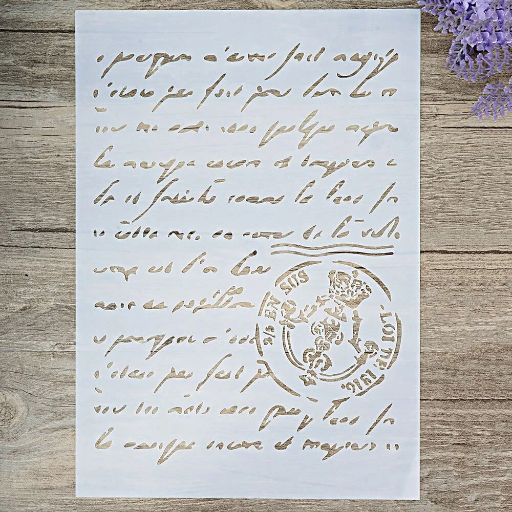 A4 Size DIY Craft Layering French Script Stencil For Wall Painting ...