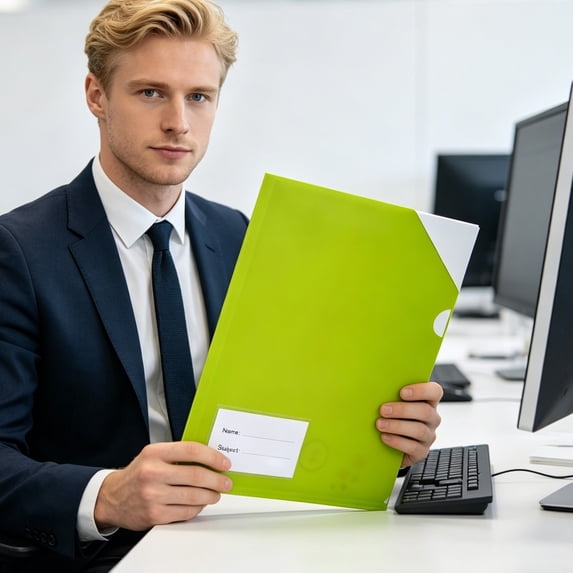 A4 Size L-Shaped Plastic Folder, Thickened Document Holder with Slanted ...