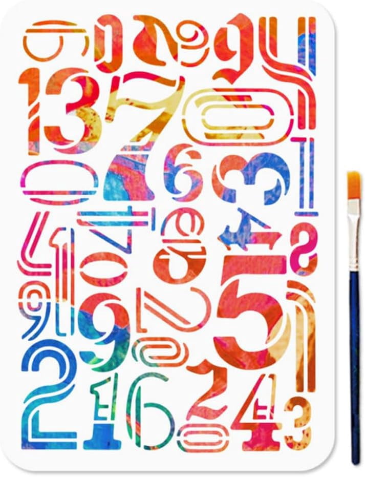 A4 Size Number Stencil Digital Painting Template 11.7x8.3inch 0-9 ...