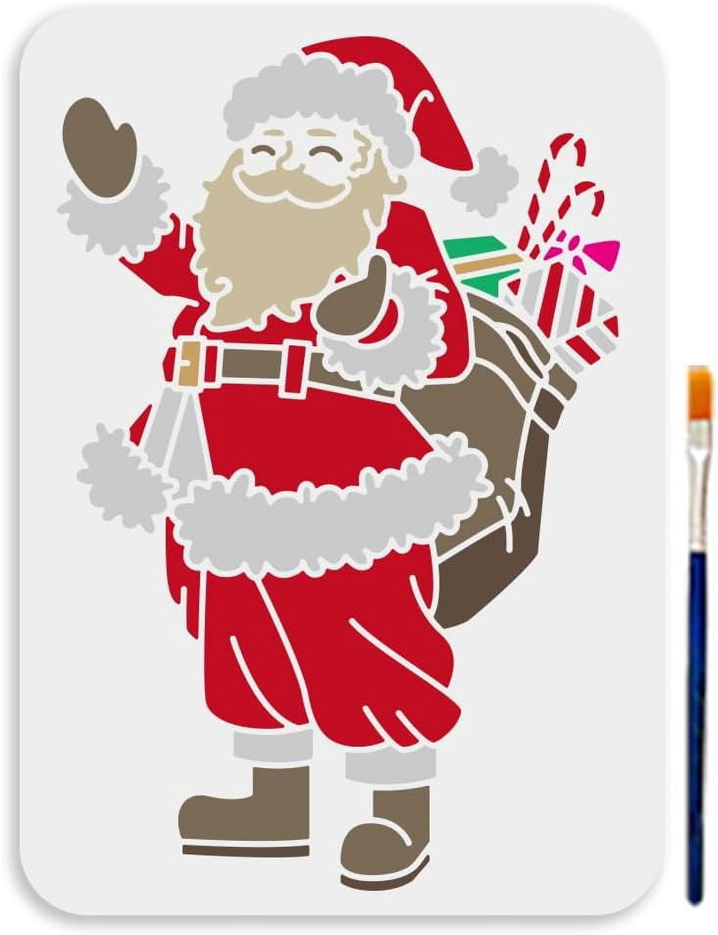 A4 Size Santa Claus Painting Stencil with Paint Brush 11.7x8.3inch ...
