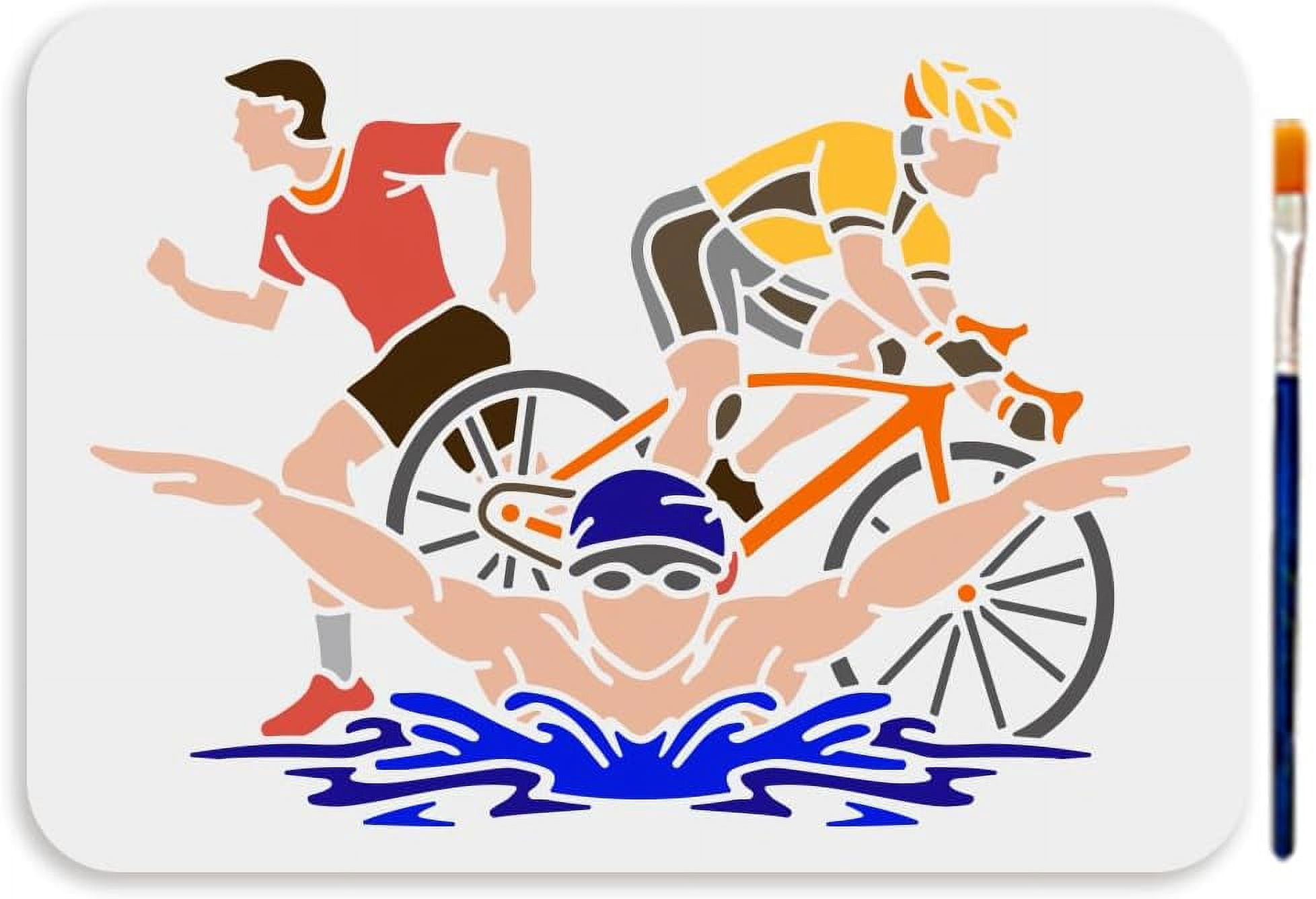 A4 Size Triathlon Painting Stencil with Paint Brush 11.7x8.3inch ...