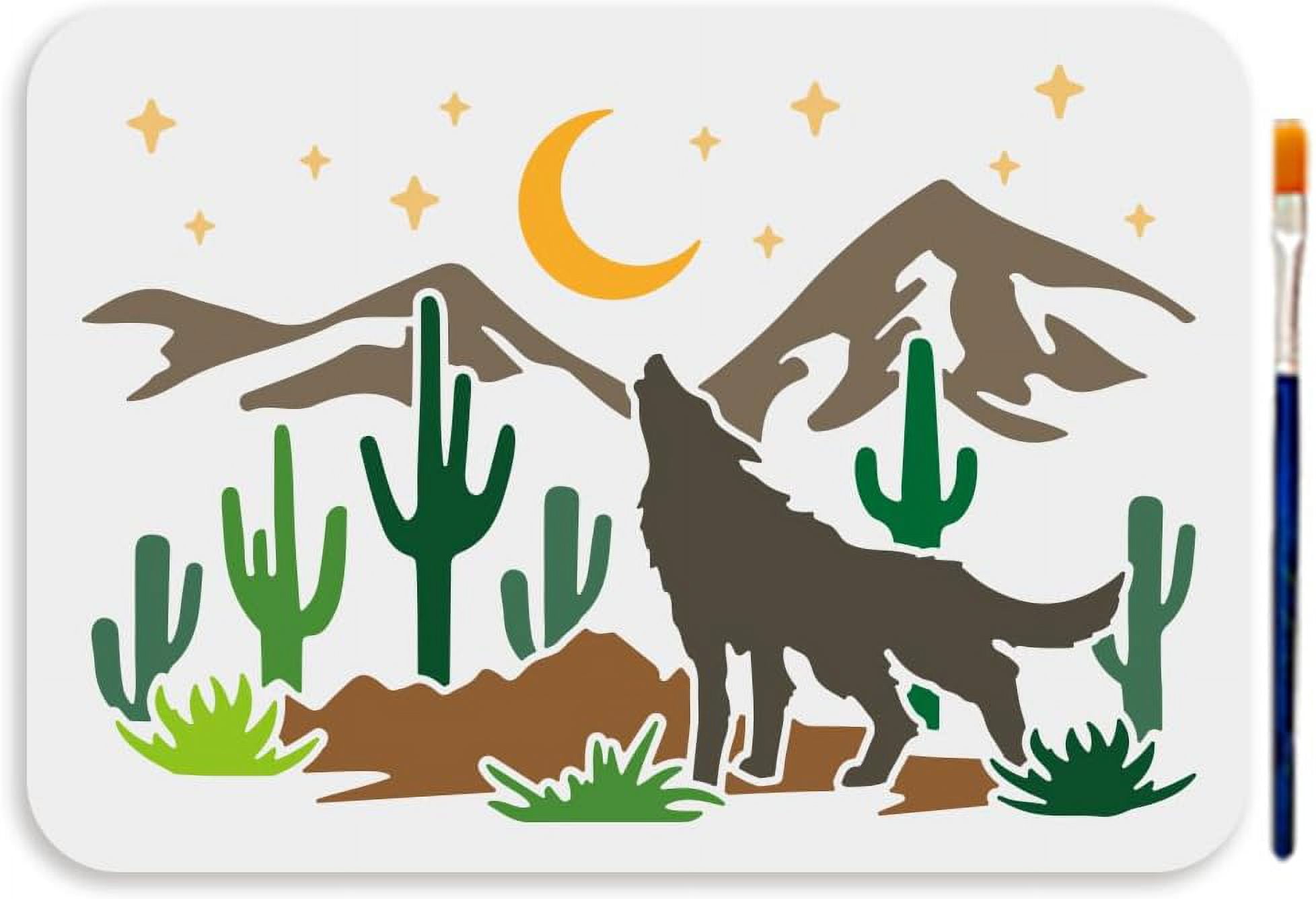 A4 Size Wolf Desert Stencil Howling Wolf Animal Template 11.7x8.3inch ...