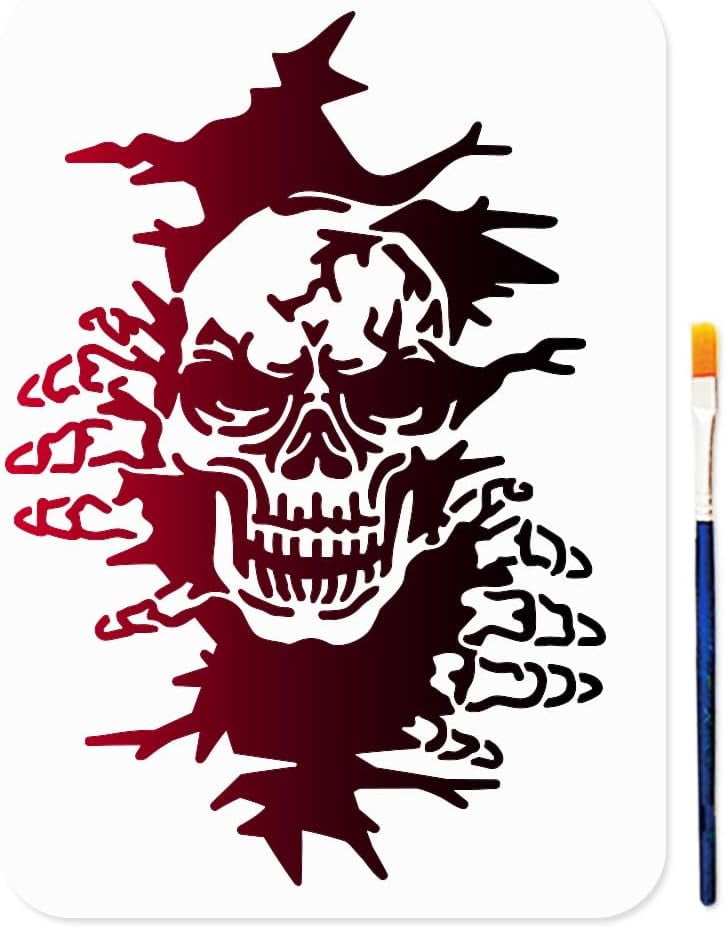 A4 Skeleton Stencil Cracked Skull Painting Stencil 11.7x8.3inch ...
