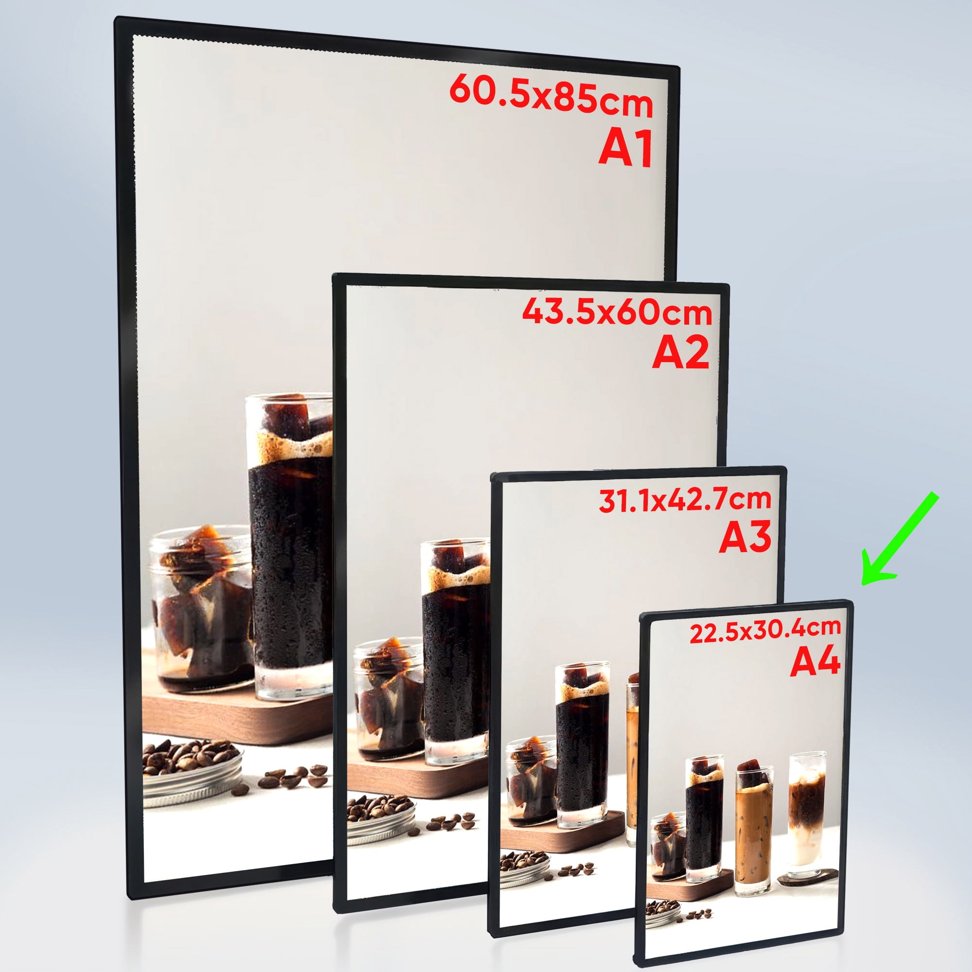 A4 Slim Clip Frame LED Light Advertising Box for Shop Menus, Wall ...