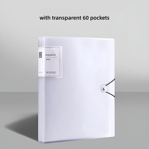 A4 Transparent File Folder with 40/60 Pockets, PP Plastic Document ...