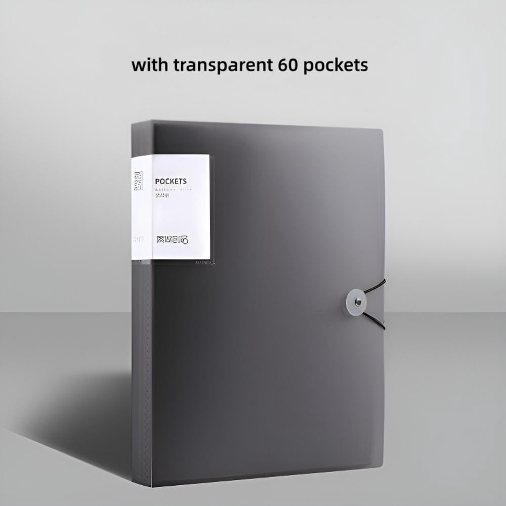 A4 Transparent File Folder with 40/60 Pockets, PP Plastic Document ...