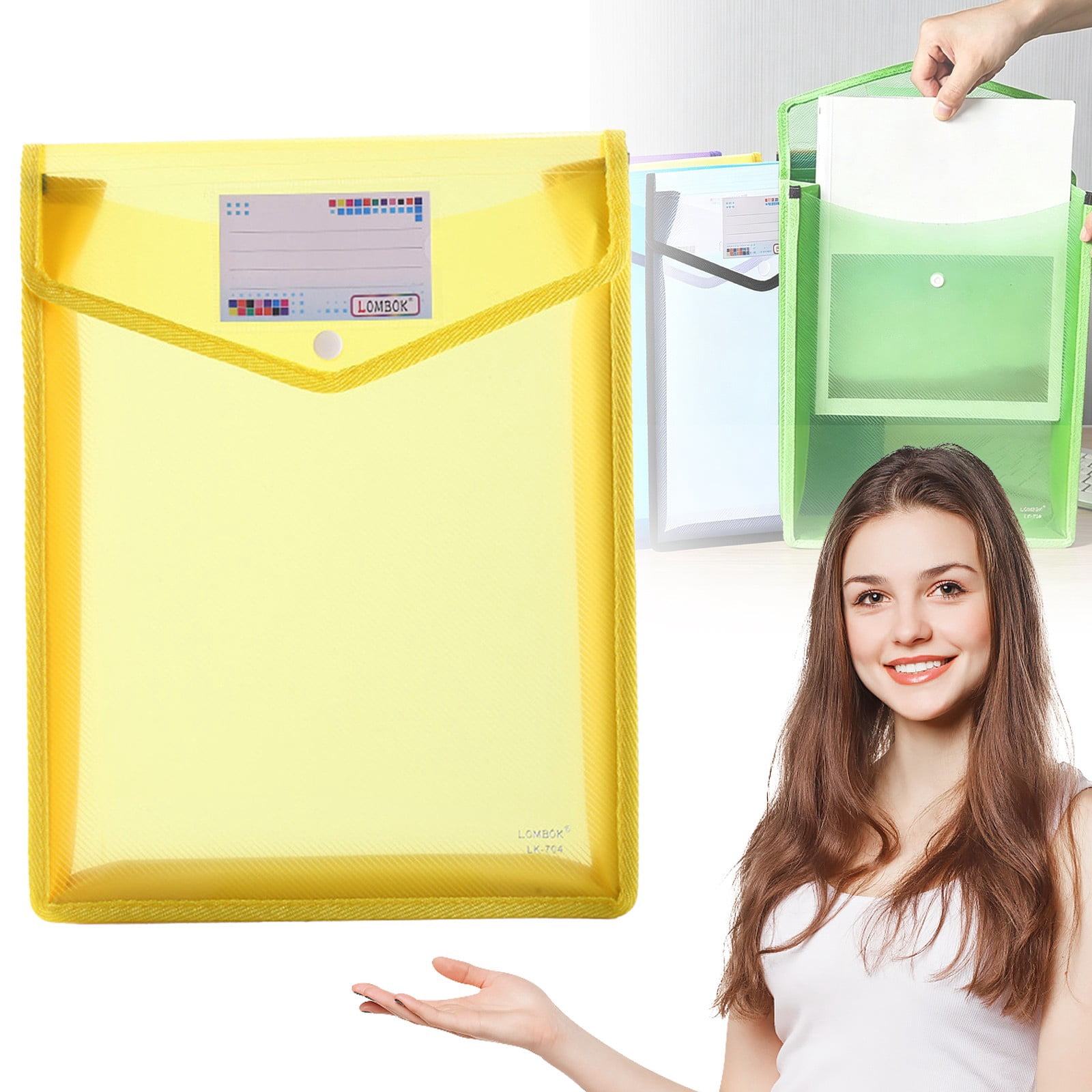A4 Transparent File Folder With Button Closure,Large Capacity Document ...