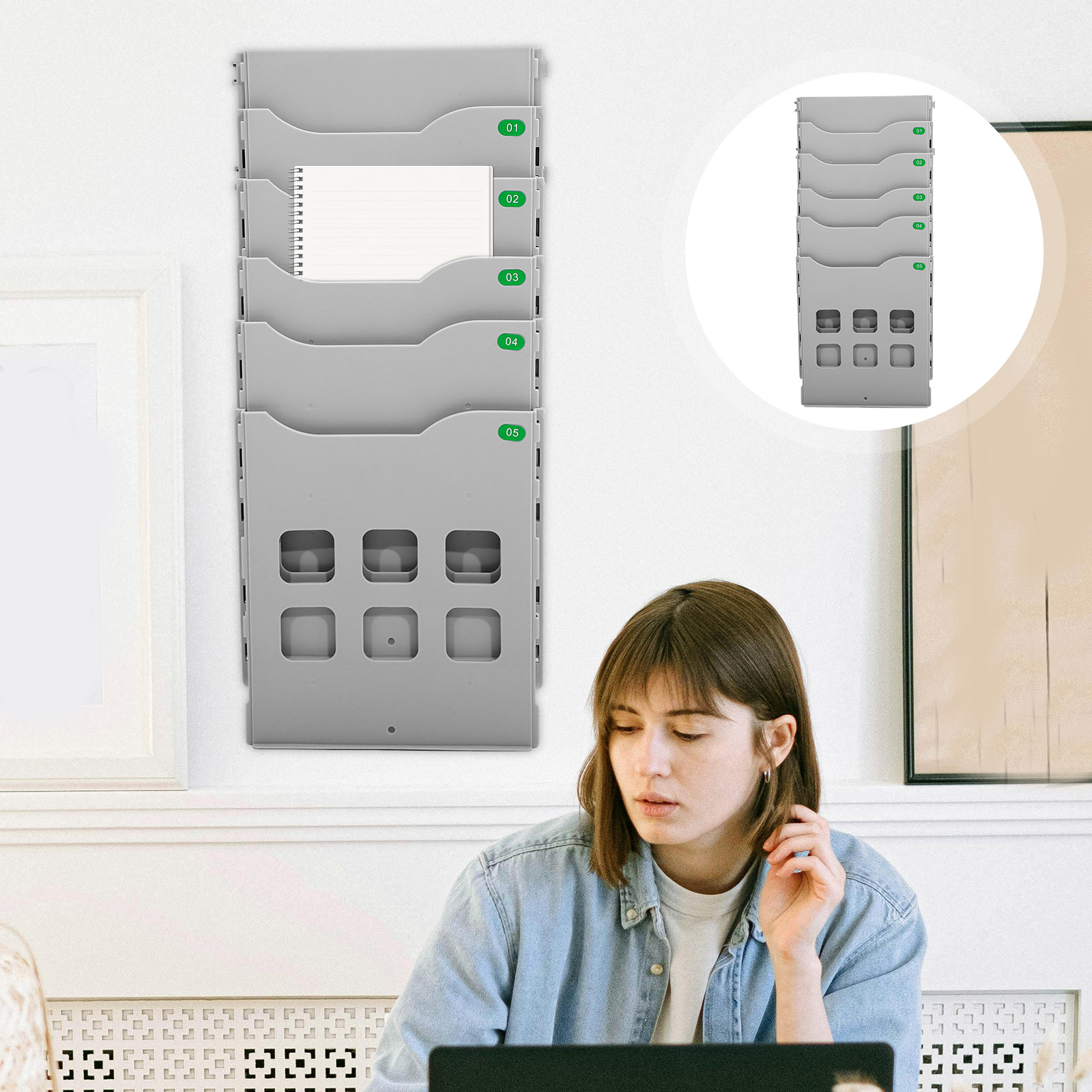 A4 Wall Mount File Organizer Holder, 62x25x6. 5, 5 Pockets Wall File ...