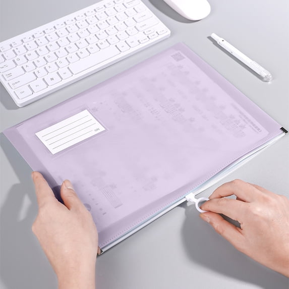 A4 Zipper File Folder Waterproof Plastic Document Organizer with Label ...