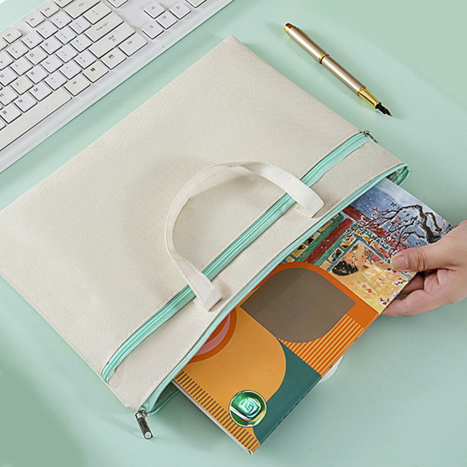 A4 Zipper Pouch, Large File Organizer with Handle, Waterproof Document ...
