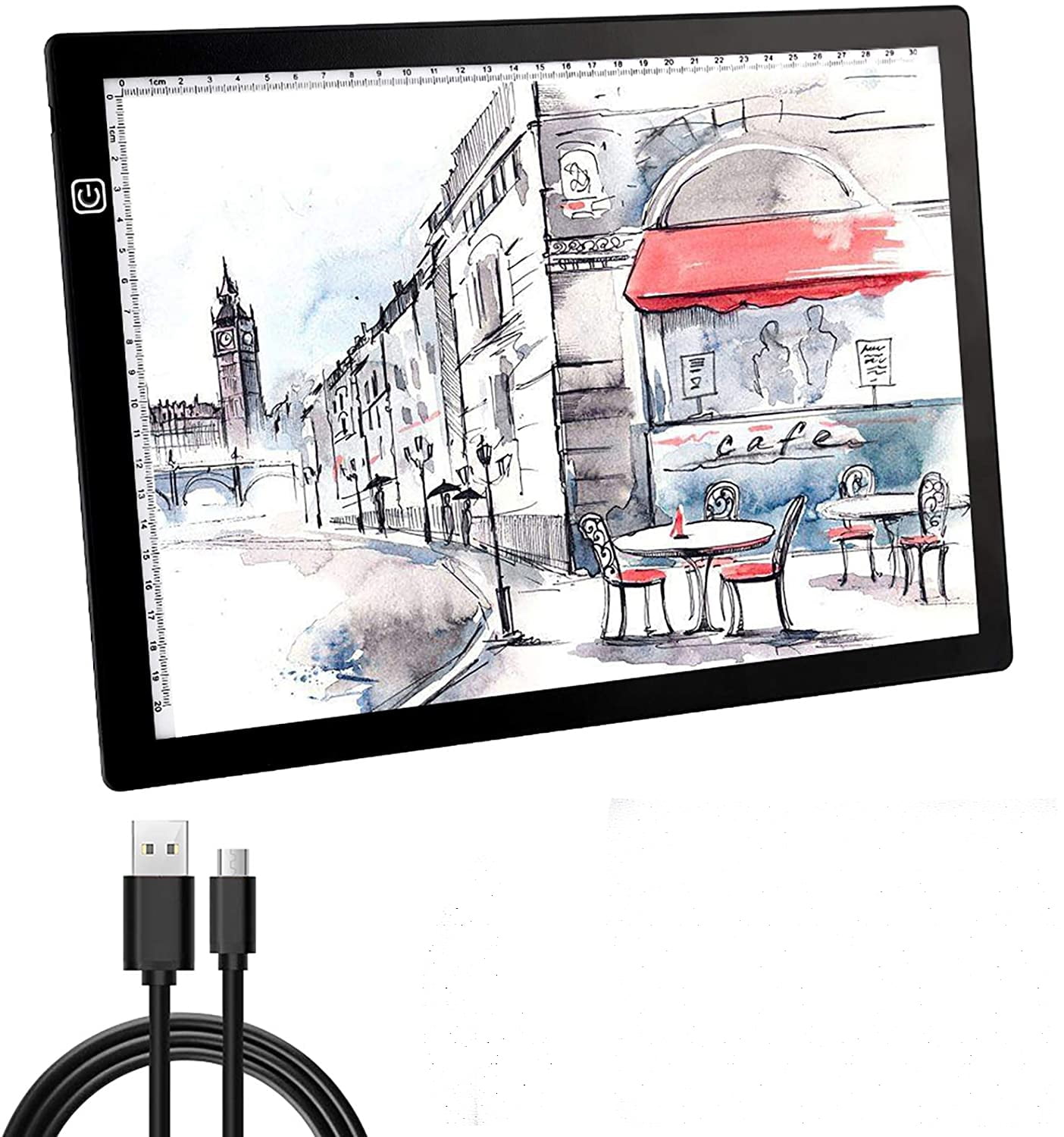 A4 light table, LED light table with USB cable, continuously dimmable ...