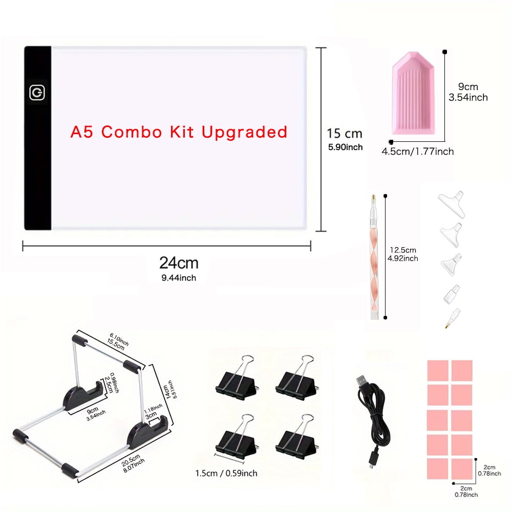 A5(9.44inch*5.90inch) LED Copy Board Light Tracing Box, 3 Levels ...
