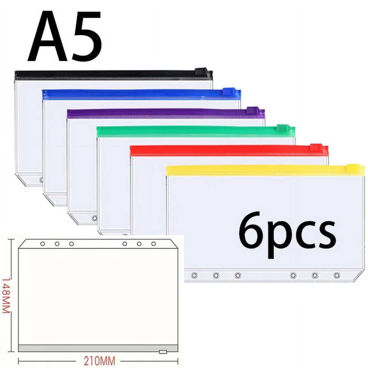 A5 A6 A7 Zipper Loose Leaf Bags 6 Holes Binder Pockets Plastic Binder ...