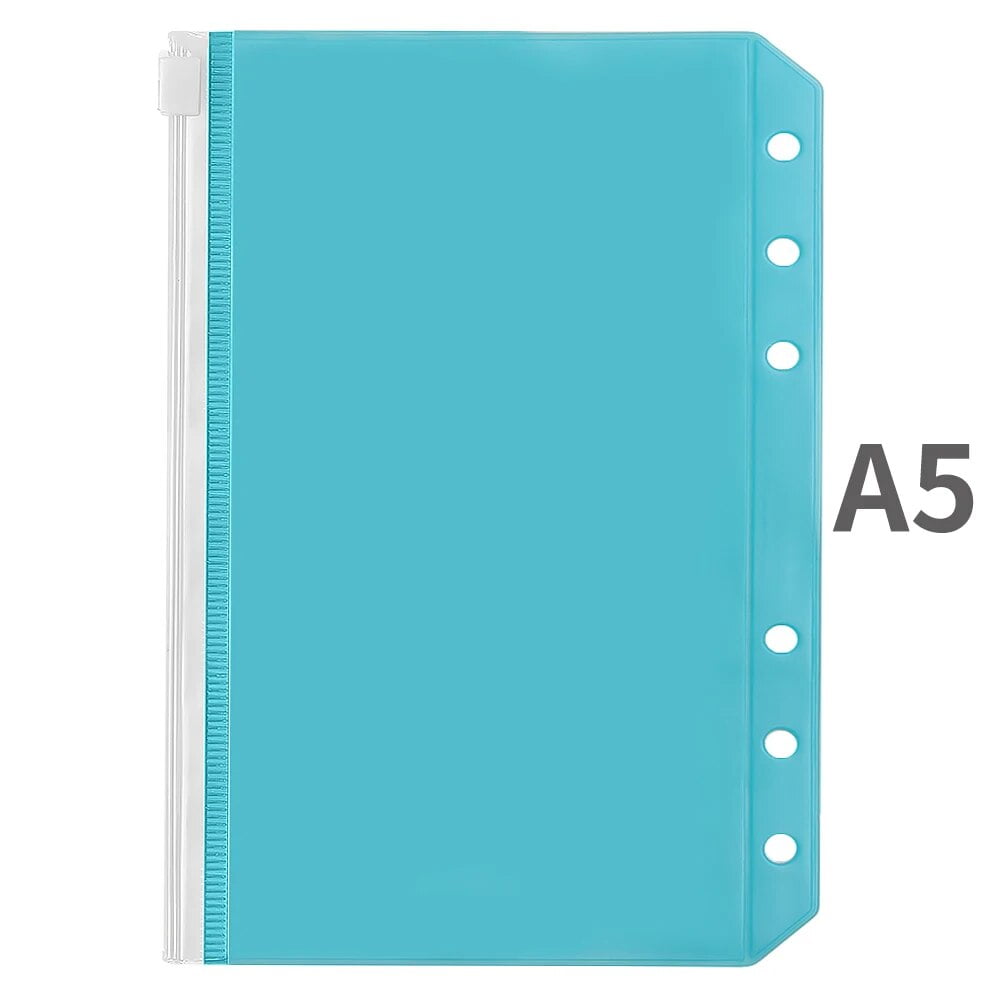 A5/A6 Binder Pockets PVC Binder Loose Leaf Bag Colorful Zipper Folders ...