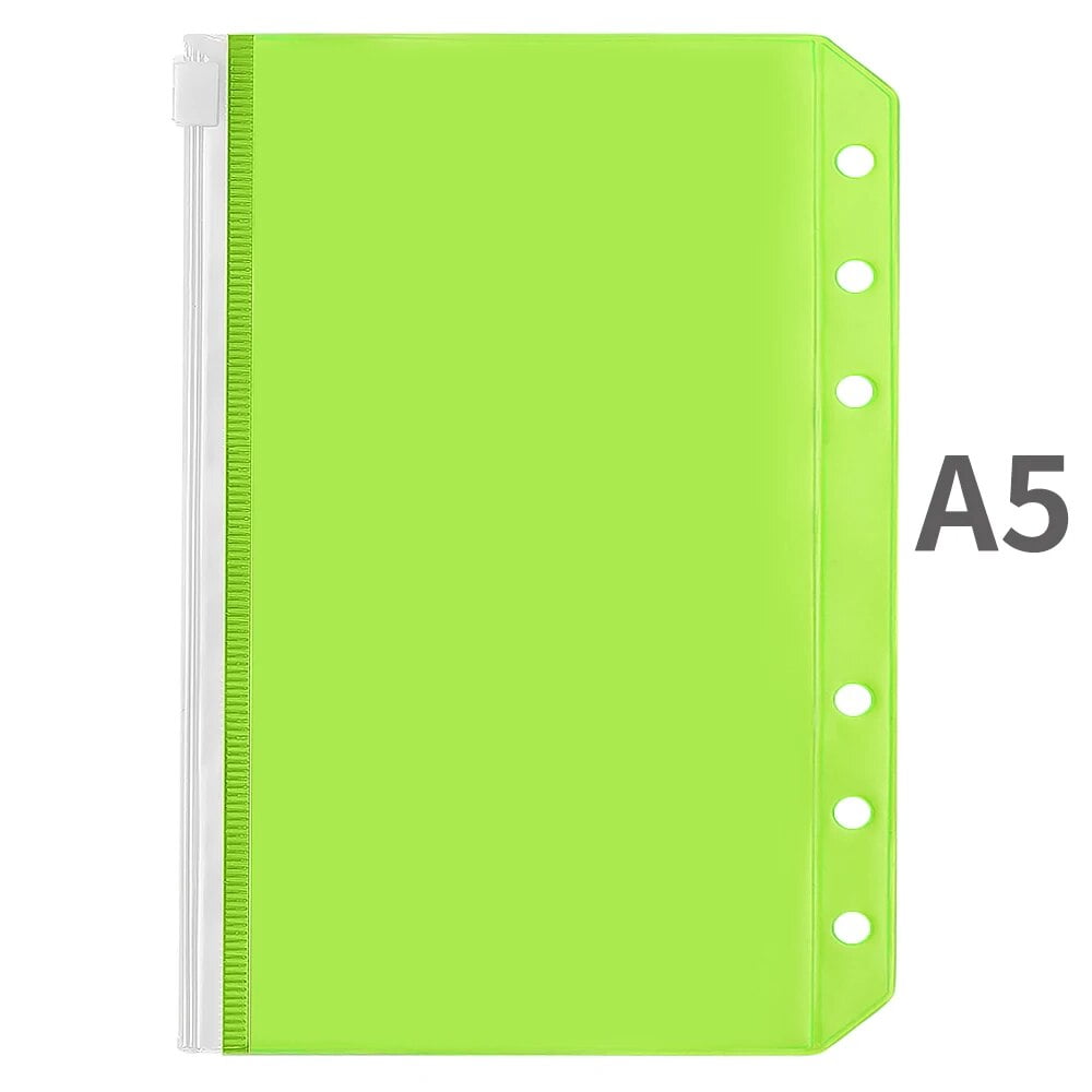 A5/A6 Binder Pockets PVC Binder Loose Leaf Bag Colorful Zipper Folders ...