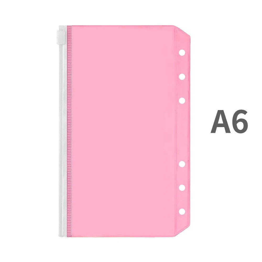 A5/A6 Binder Pockets PVC Binder Loose Leaf Bag Colorful Zipper Folders ...