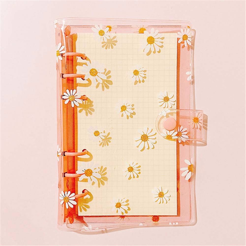 A5 A6 PVC Transparent Daisy Notebook Binder 6 Hole Loose Leaf Ring ...