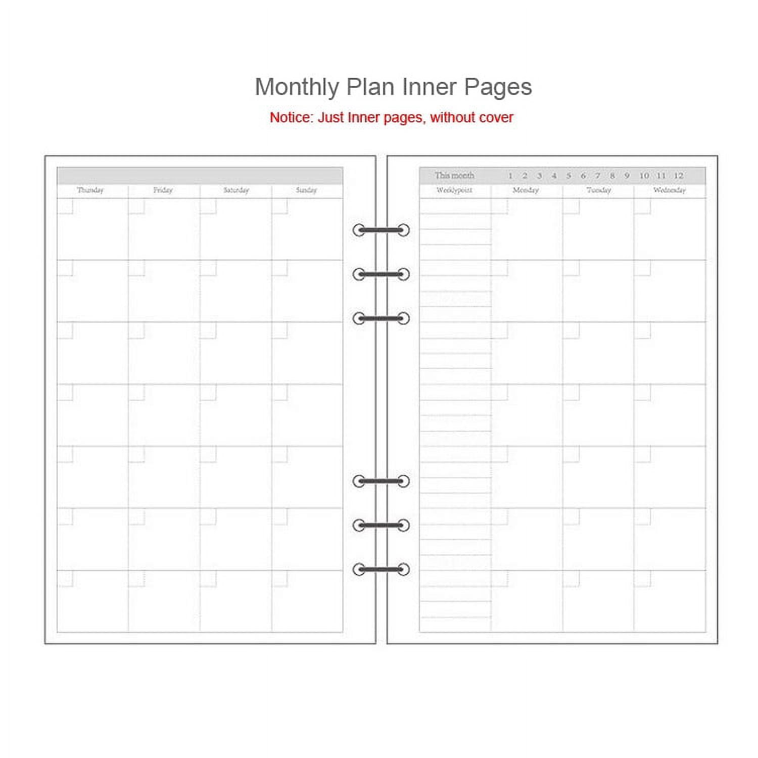 A5 A6A7 45 Sheets Loose Leaf Notebook Refill Spiral Binder Inner Page ...