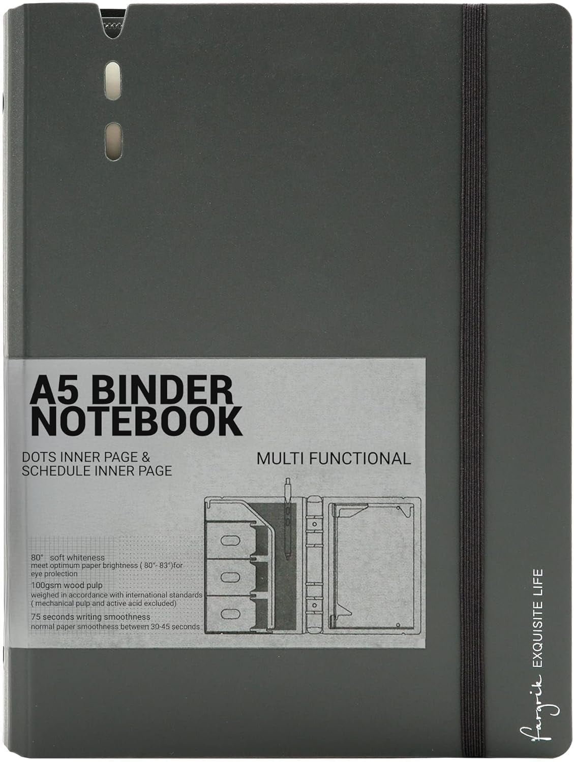 A5 Binder 6 Notebook with Dividers Refillable Planner Pockets, Refill ...