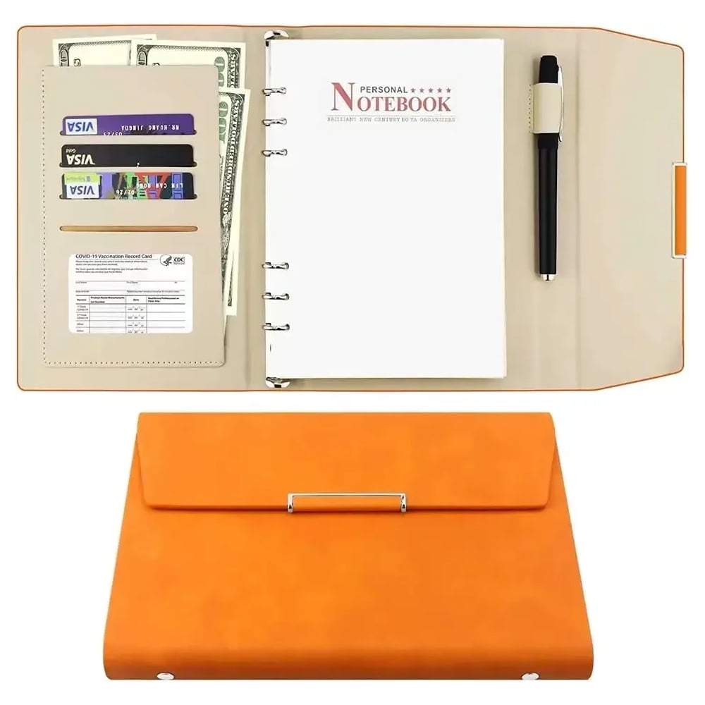 A5 Binder Refillable Planner Faux Leather Notebook with Card Pen Holder ...