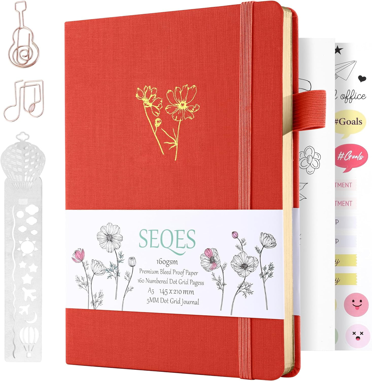 A5 Bullet Dotted Journal Notebook | 160gsm Thick Bleedproof Paper, Lay ...