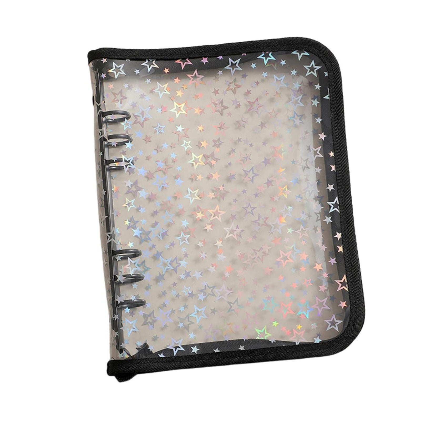 A5 Clear Binder Cover with Zipper, Glitter Stars 6 Ring Binder Planner ...