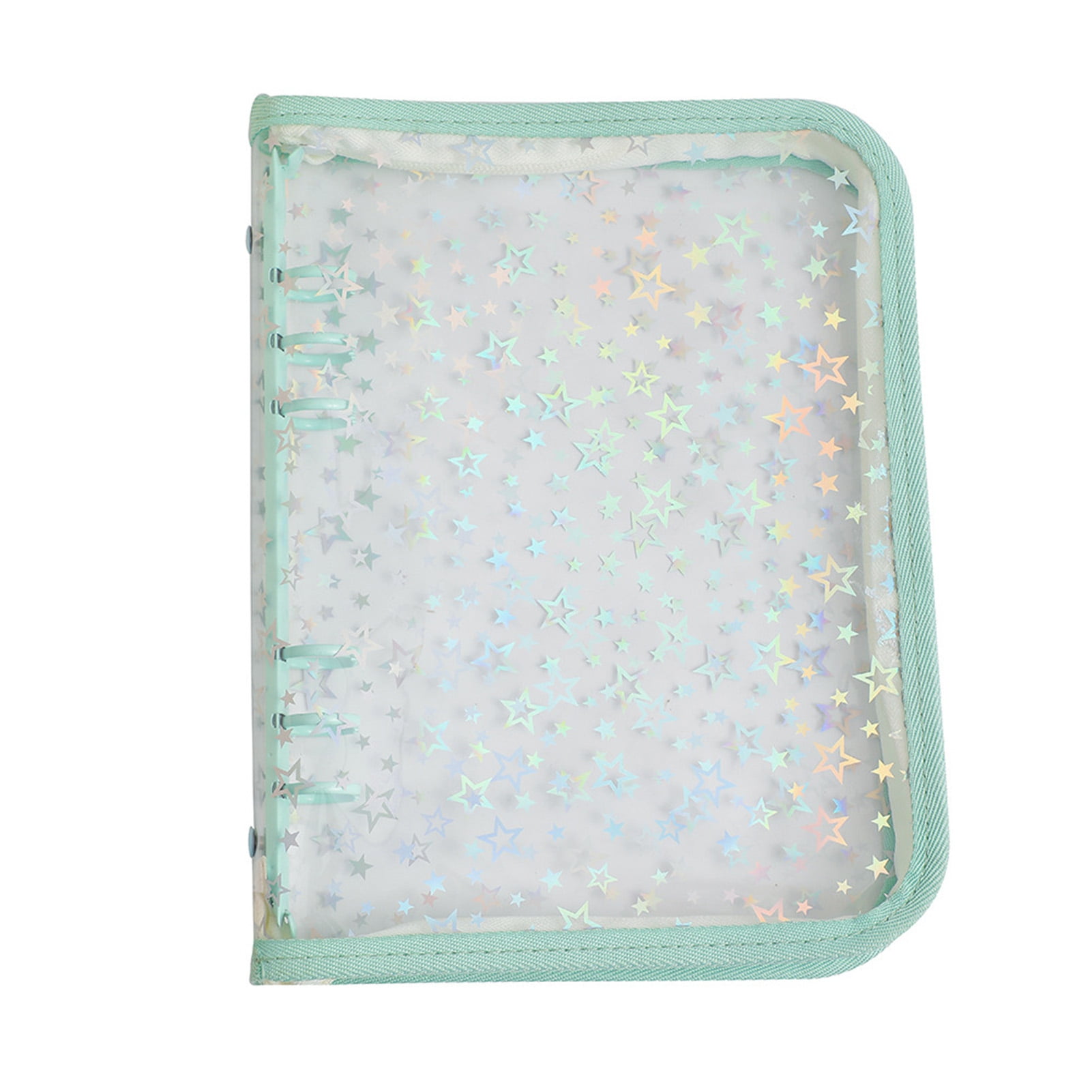 A5 Clear Binder Cover with Zipper, Glitter Stars 6 Ring Binder Planner ...