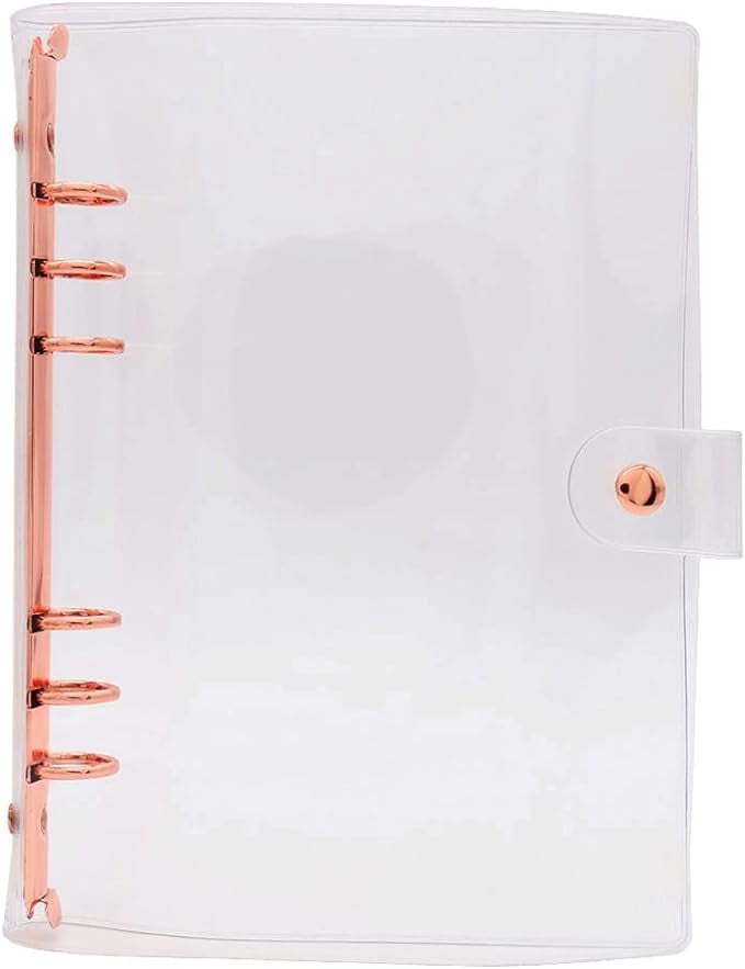 A5 Clear Soft PVC Binder Cover 6 Rose Gold Round Ring Binders Dia 20mm ...