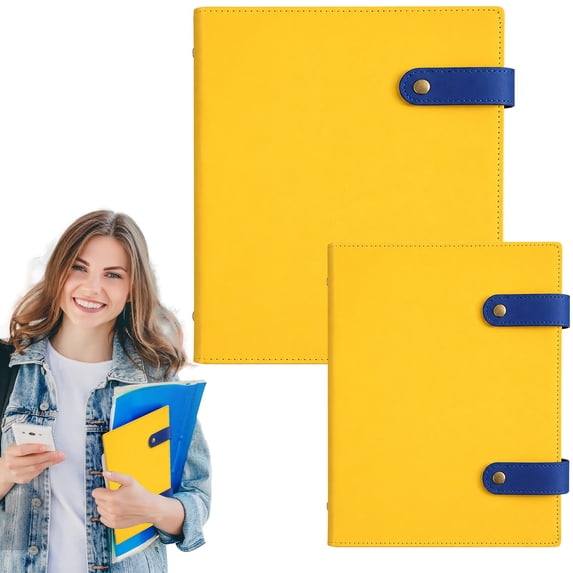 A5 Color Block Soft PU Leather 6 Ring Loose Leaf Notebook, Refillable ...