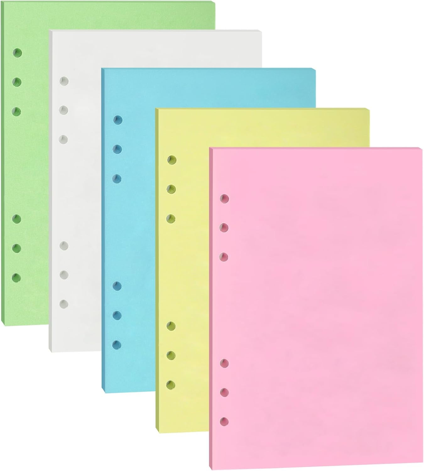 A5 Colorful Blank Notebook Insert Paper, 6-Hole Punched, 120GSM Loose ...