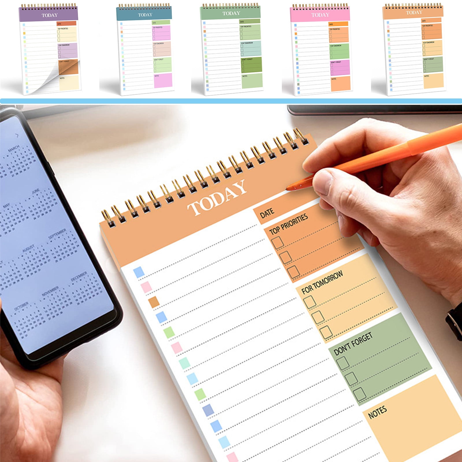 A5 Daily Planner Notebook Organizer | Undated Schedule Tracker | 52 ...