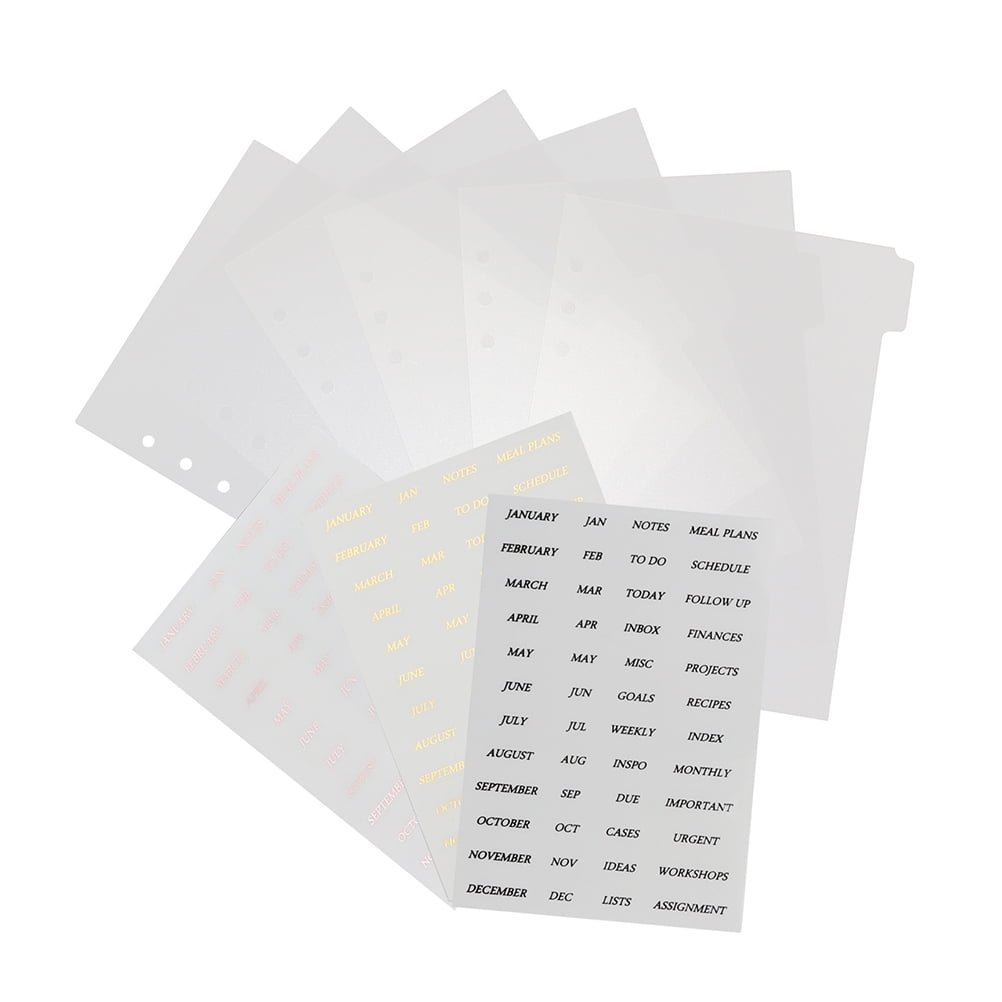 A5 Divider And Monthly Sticker Set Index Tabs 6 Holes Round Ring View ...